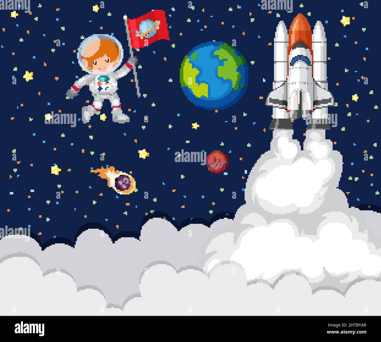 Astronaut exploring the space illustration Stock Vector Image & Art - Alamy