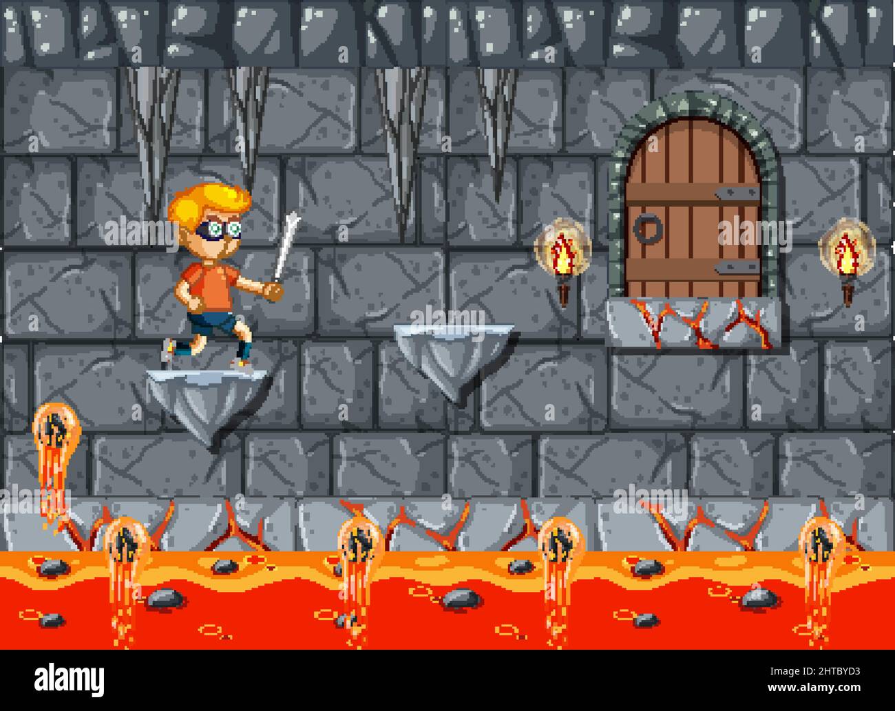 A boy in lava game scene illustration Stock Vector Image & Art - Alamy
