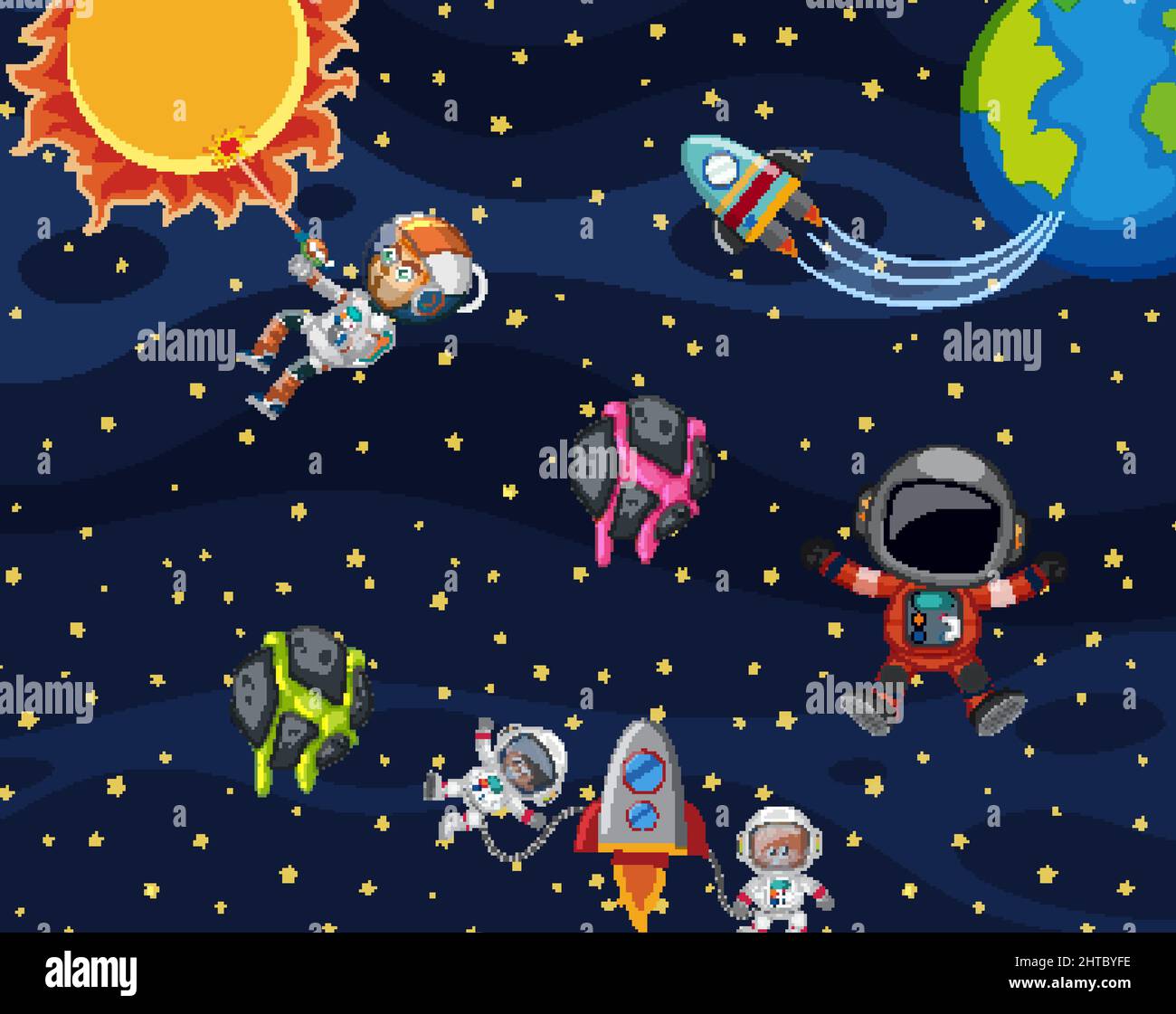 Astronaut exploring the space illustration Stock Vector Image & Art - Alamy