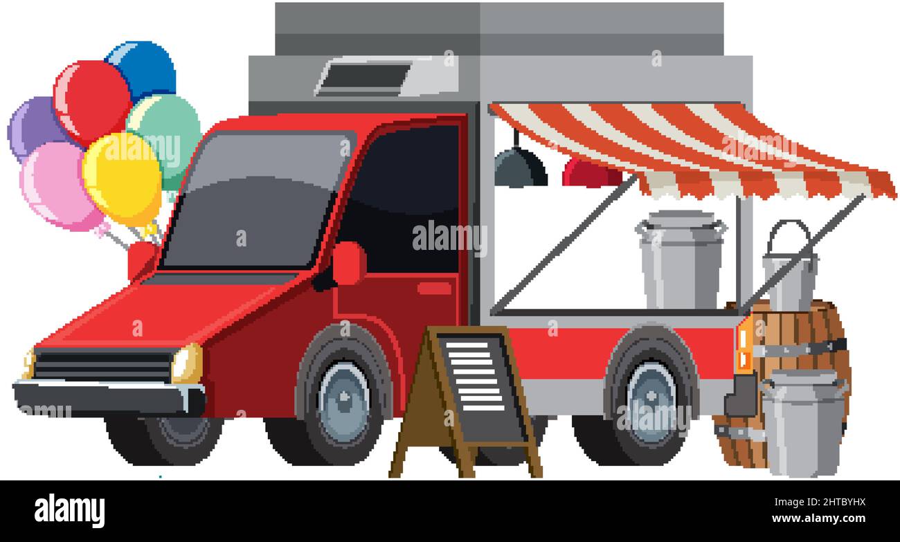 A truck selling milk at market illustration Stock Vector Image & Art ...