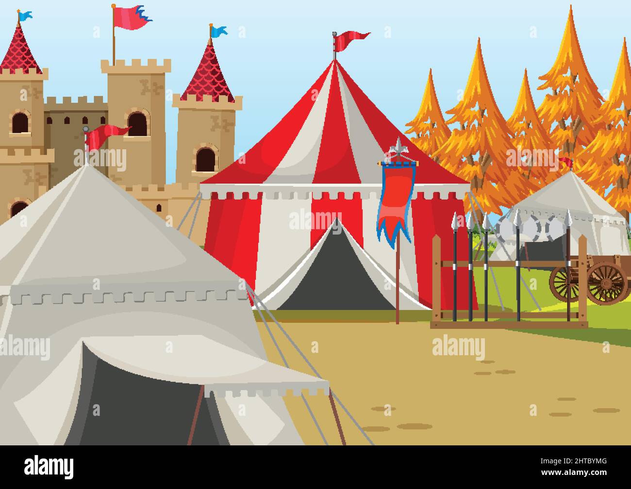 Medieval army camp scene illustration Stock Vector Image & Art - Alamy
