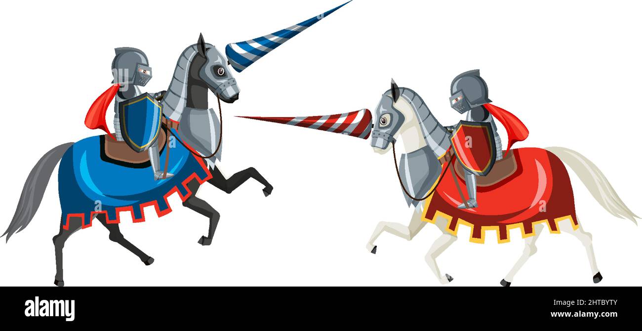 Cartoon Knights On Horses