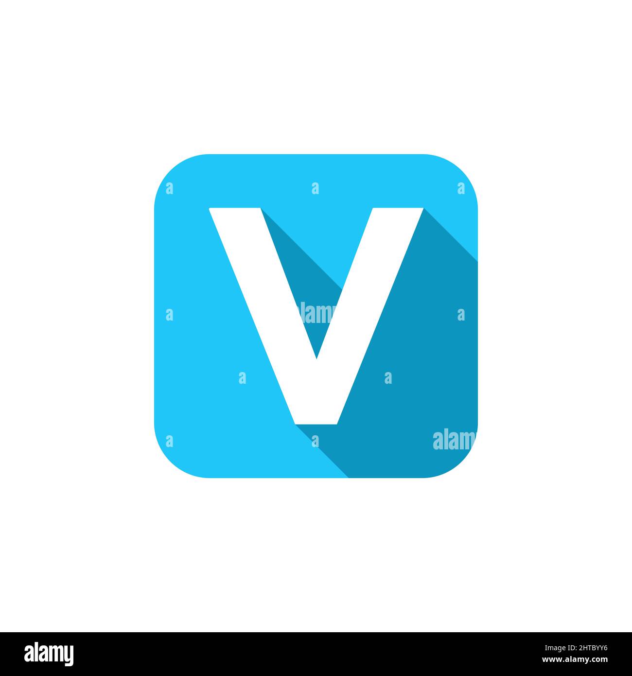 Alphabet, Text Symbol Flat Icon V Letter With Long Shadow Sign Template ...