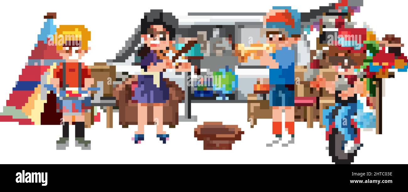 People busking performance on white background illustration Stock ...