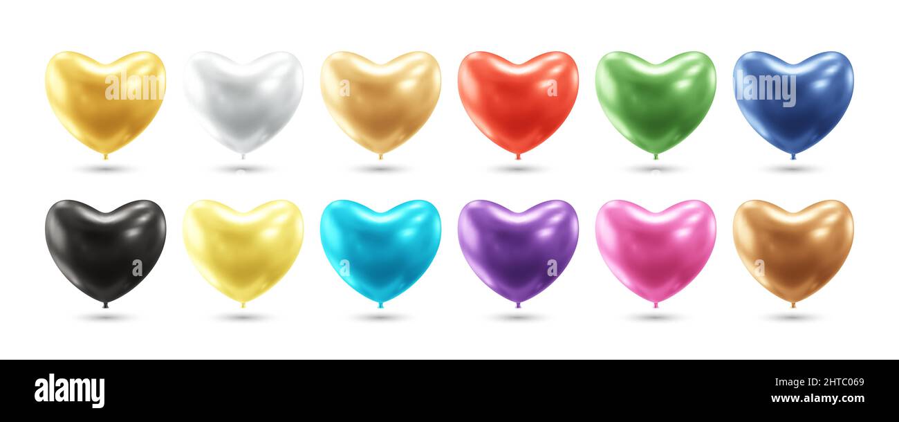 Heart balloons collection realistic 3d vector illustration Stock Vector ...