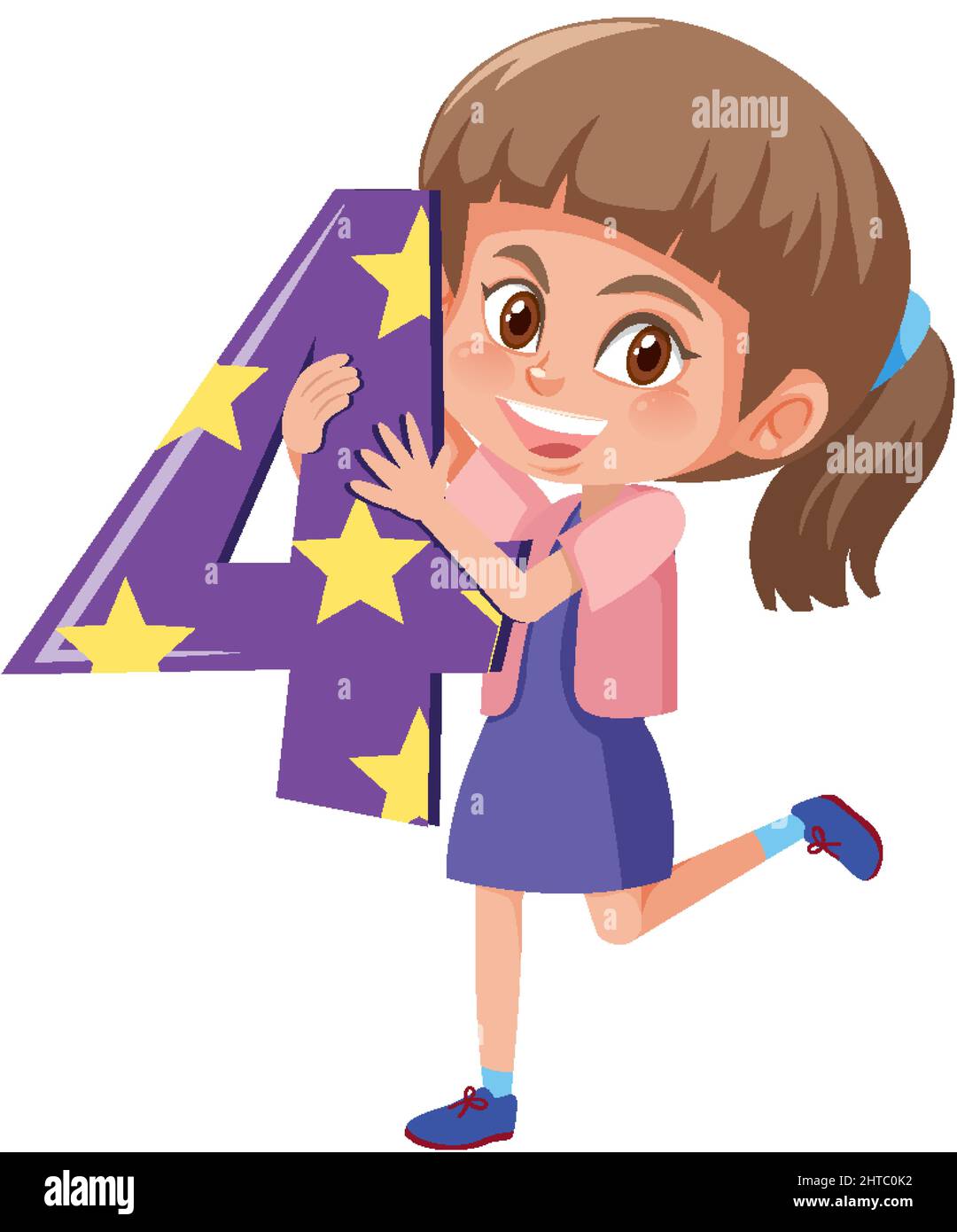 Student girl holding the number cartoon character isolated on white ...