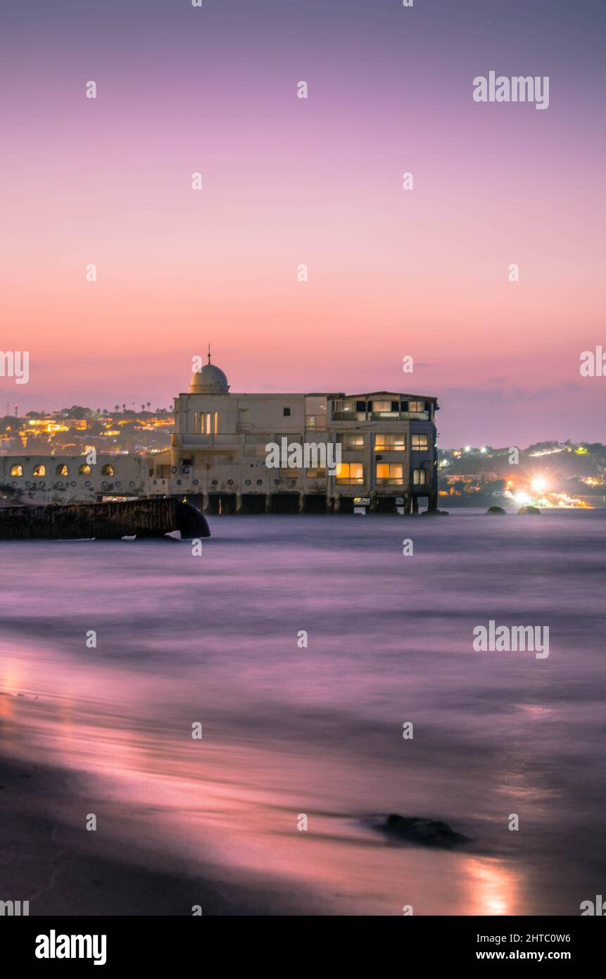 Beautiful night view with buildings at sunset sky background in Sidi ...