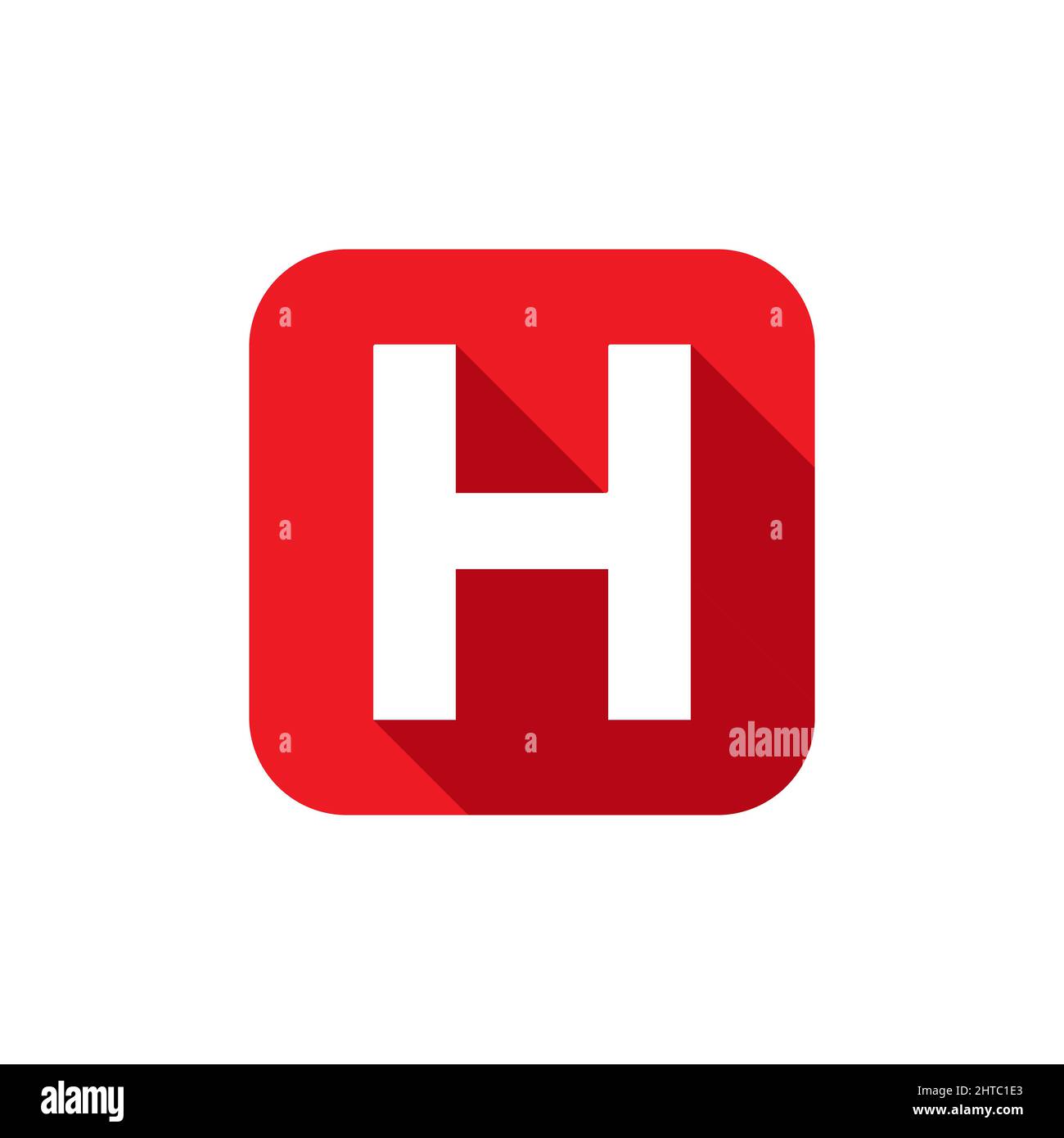 Alphabet, Text Symbol Flat Icon H Letter With Long Shadow Sign Template ...