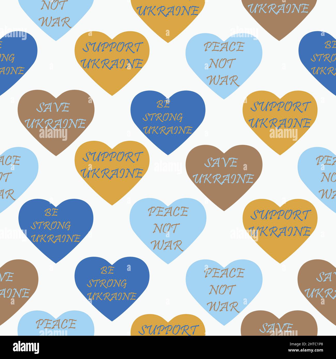 Ukraine seamless vector background with heart shape quotes. Support ...