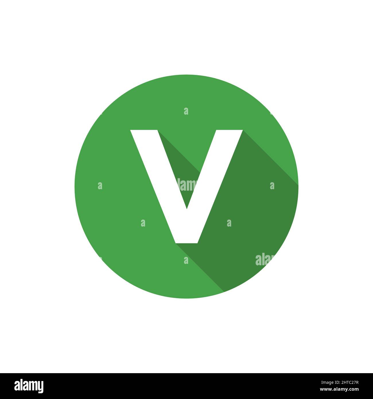 Alphabet, Text Symbol Flat Icon V Letter With Long Shadow Sign Template ...