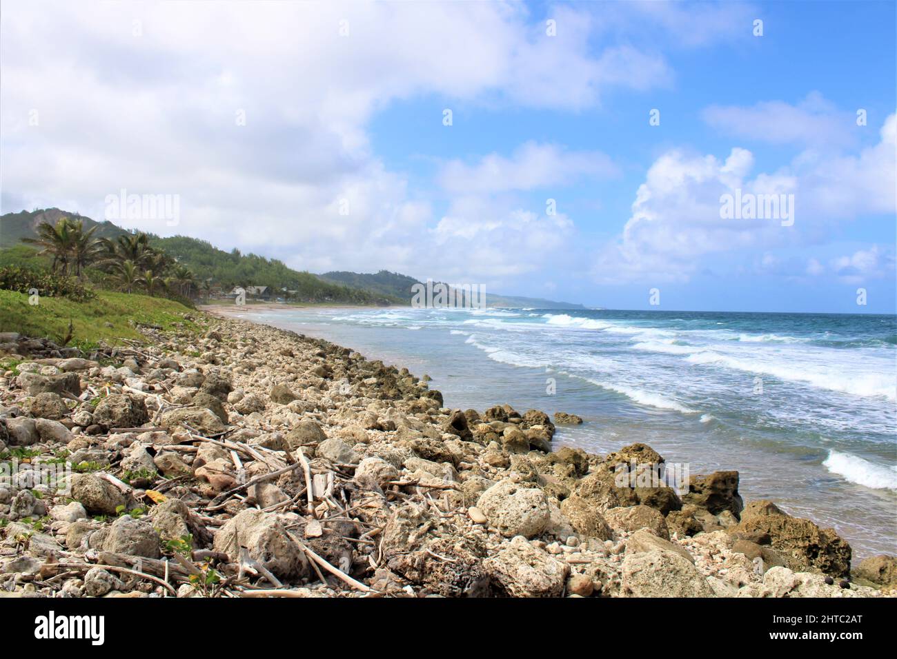 Beach landscape in Barbados during the daytime Stock Photo - Alamy