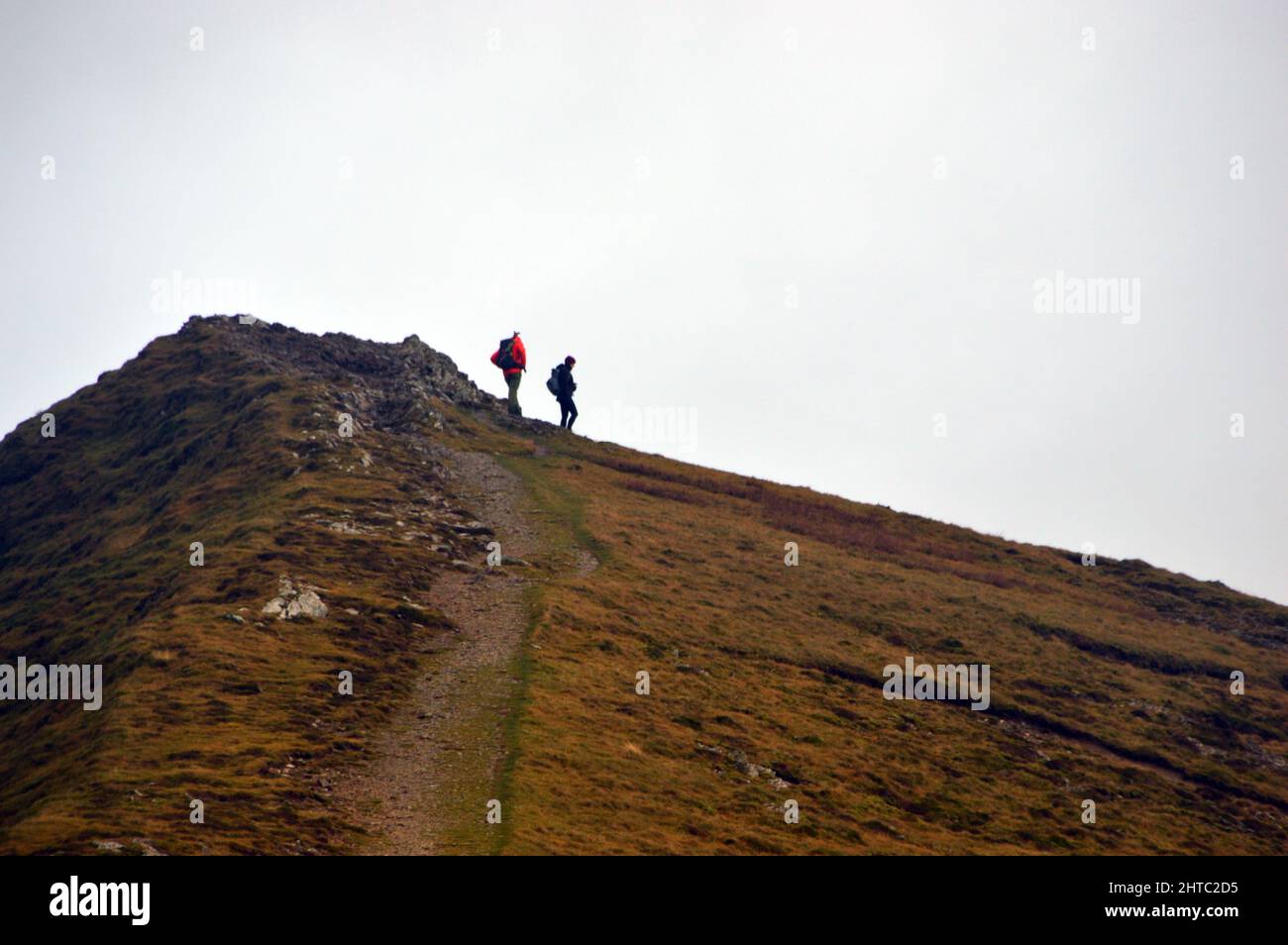 Two Men Walking on the Ridge Path from the Summit of the Wainwright ...