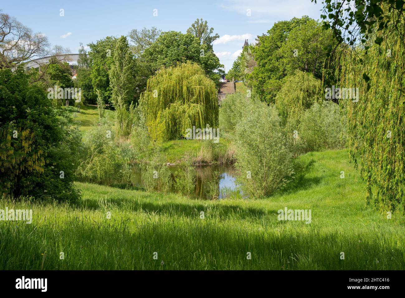 Beautiful view of a park Klosterbergegarten, Magdeburg, Germany Stock ...