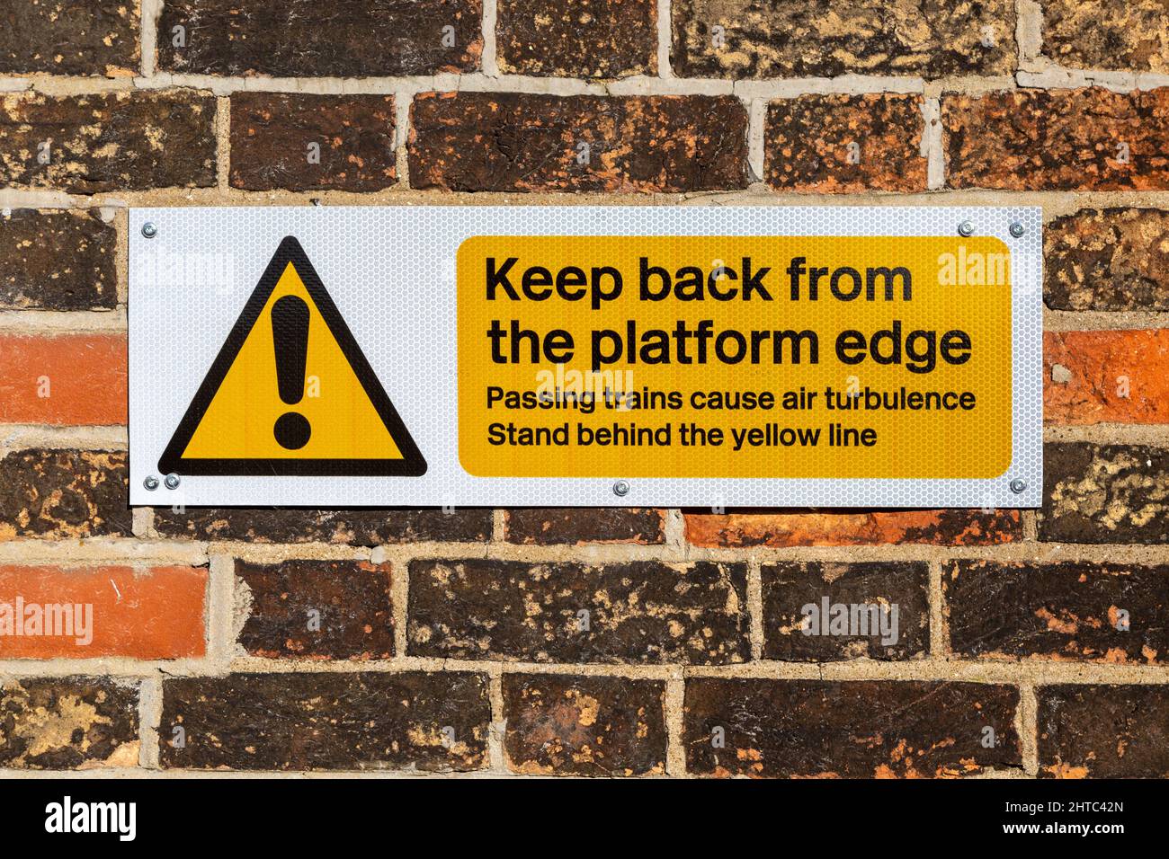 Keep back from platform edge notice sign, Melton railway station ...