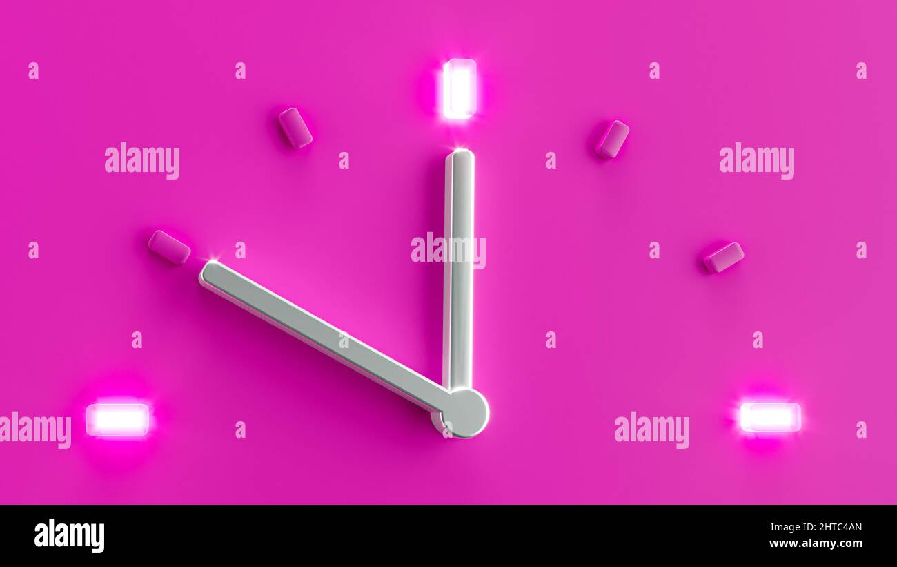 Pink 3d Clock Time 11:50 o Clock pm am Stock Photo - Alamy