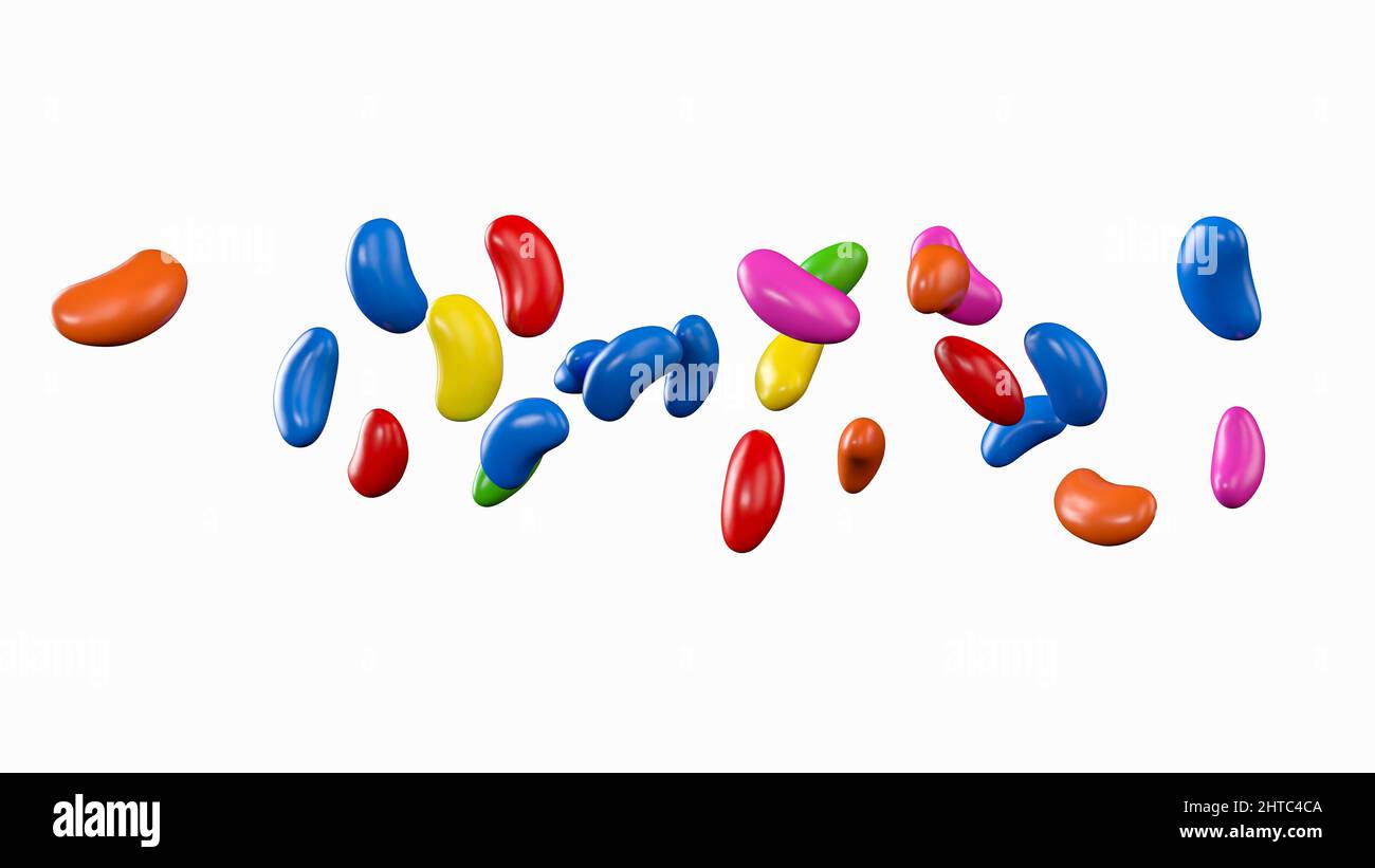 Colorful Jelly Beans rainbow colors 3d illustration Stock Photo - Alamy