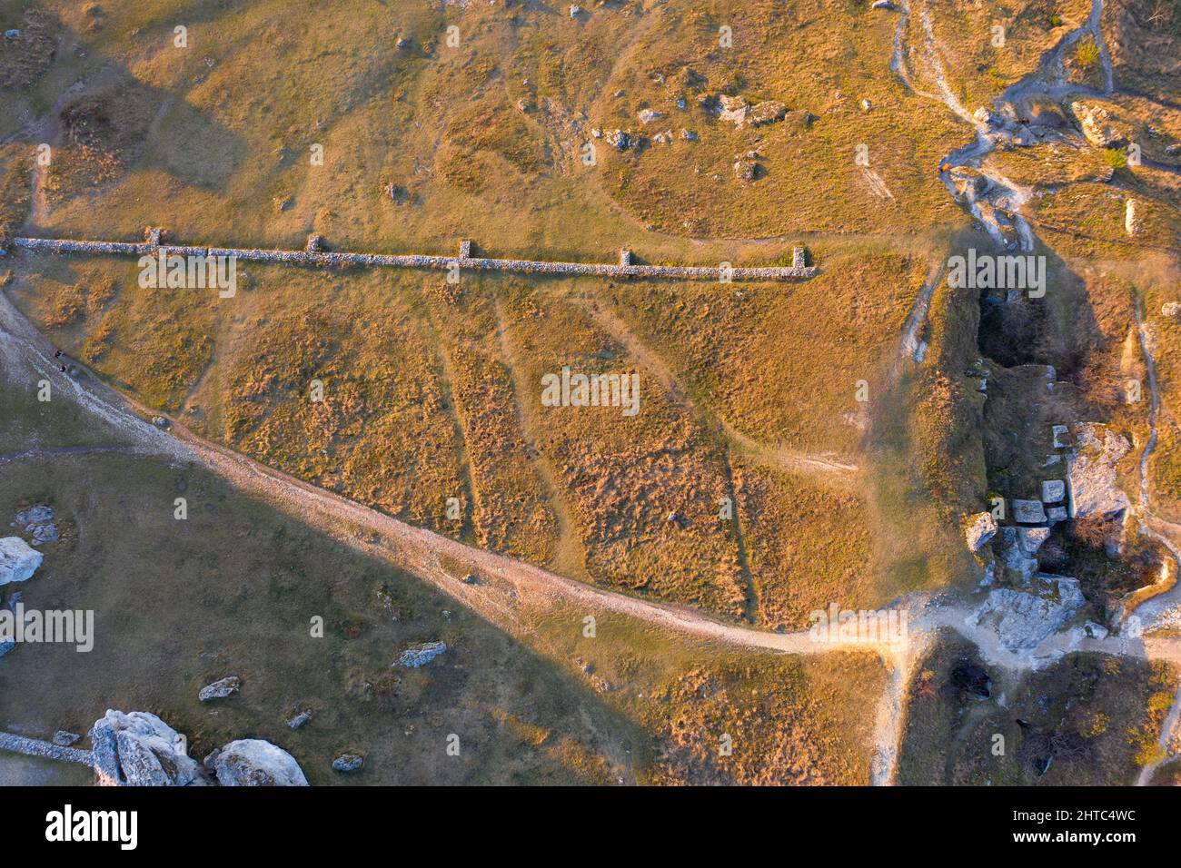 Aerial view of ruins of medieval Olsztyn castle Stock Photo - Alamy