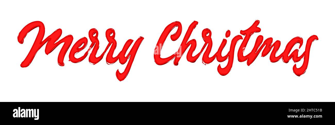 Illustration of a red "Merry Christmas" text written on a white ...