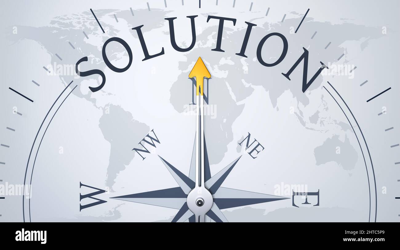 Image of a compass directing to solution, 3d illustration Stock Photo ...