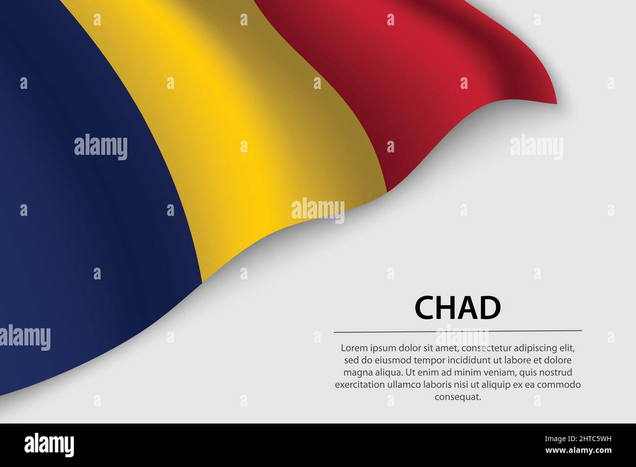 Wave flag of Chad on white background. Banner or ribbon vector template ...