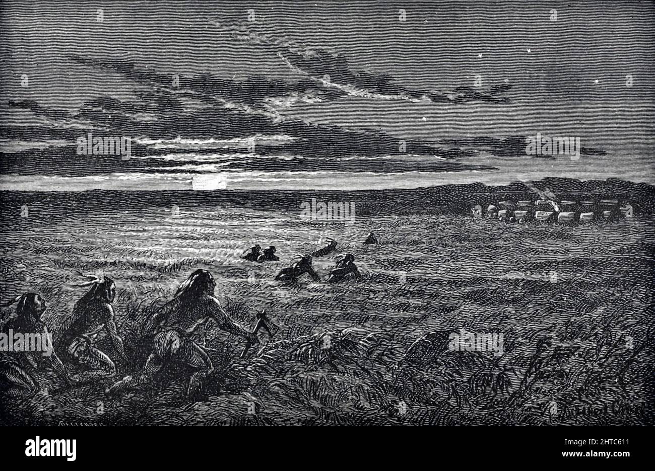 Indian attack wagon train hi-res stock photography and images - Alamy