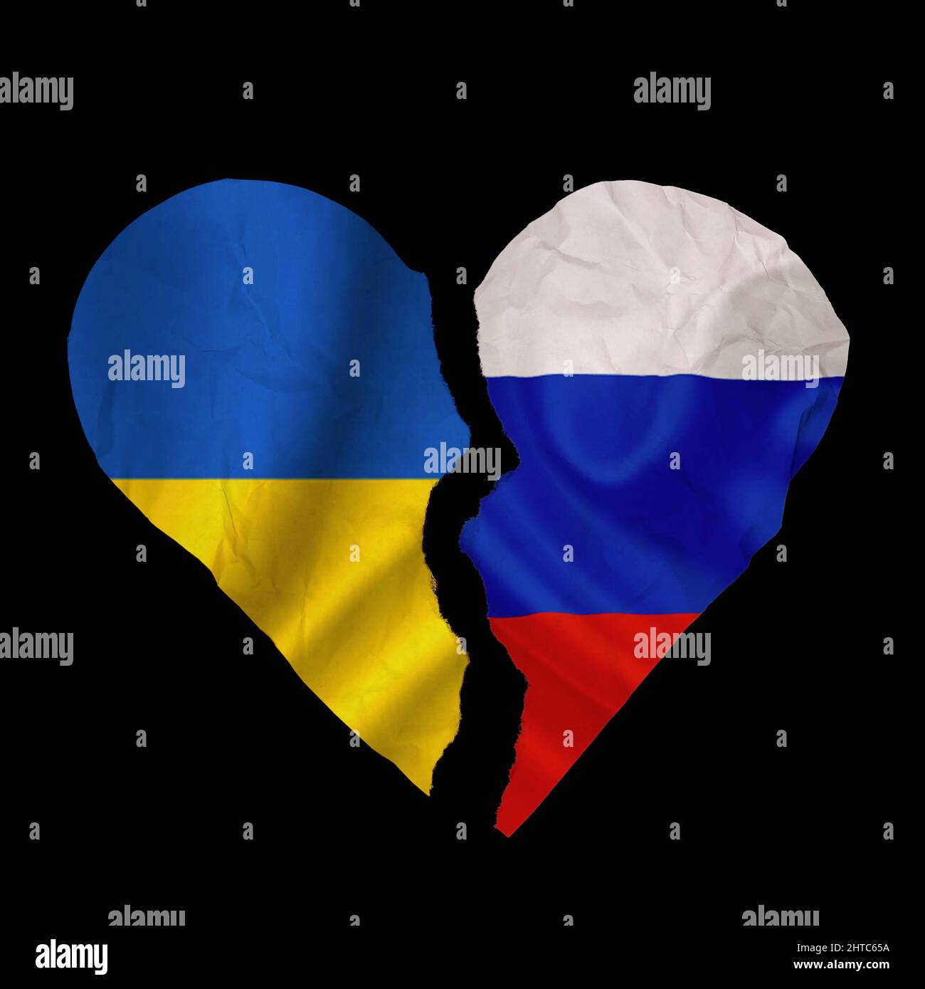 image of the torn flags of Ukraine and Russia Stock Photo - Alamy