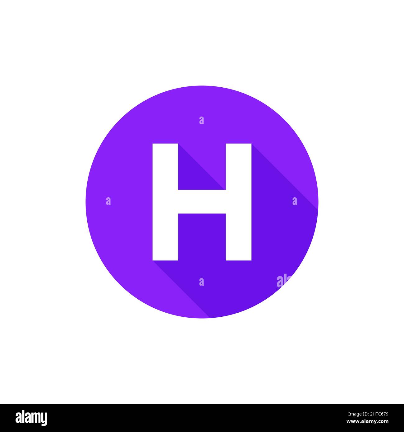 Alphabet, Text Symbol Flat Icon H Letter With Long Shadow Sign Template ...