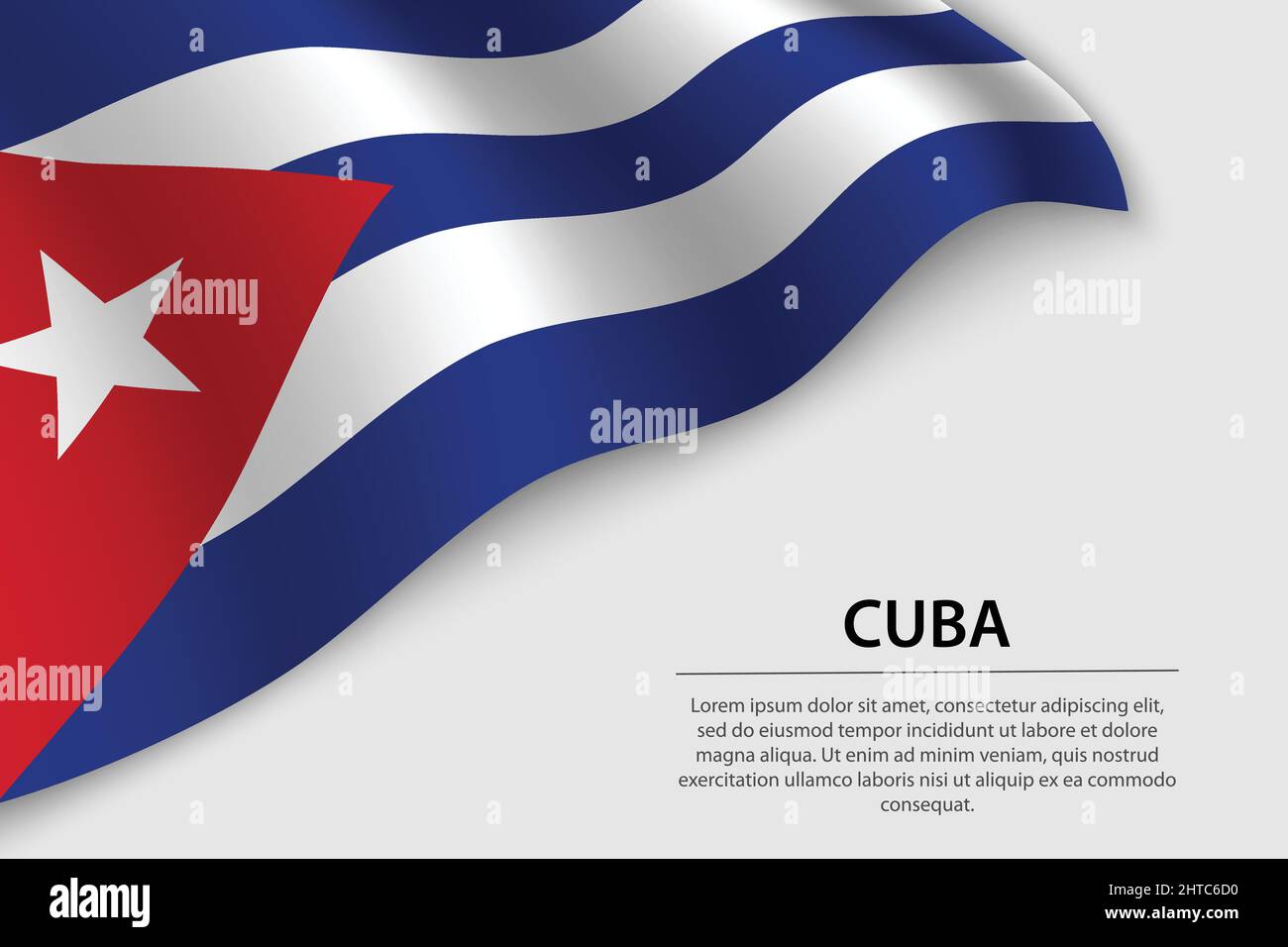 Wave flag of Cuba on white background. Banner or ribbon vector template ...
