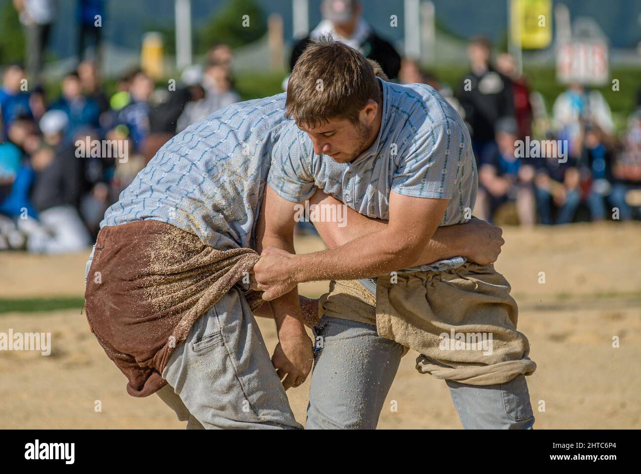 Swiss wrestlers fighting at the NOS 2012 in Silvaplana, Switzerland ...