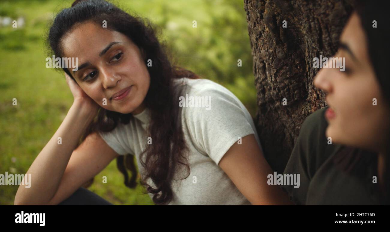 Closeup shot of South Asian girls communicating with each other in the ...
