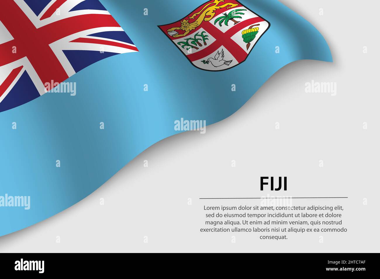 Wave flag of Fiji on white background. Banner or ribbon vector template for independence day ...