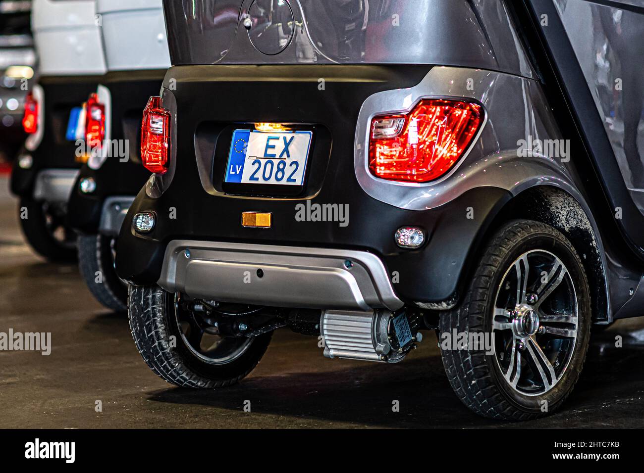Riga, Latvia, September 25, 2020: DT Motor Power One mini electric cars ...