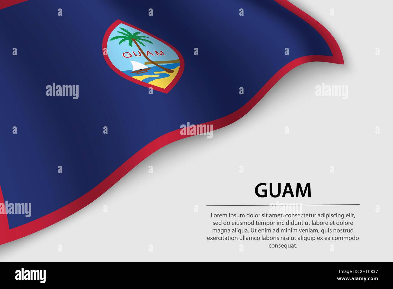 Wave flag of Guam on white background. Banner or ribbon vector template ...