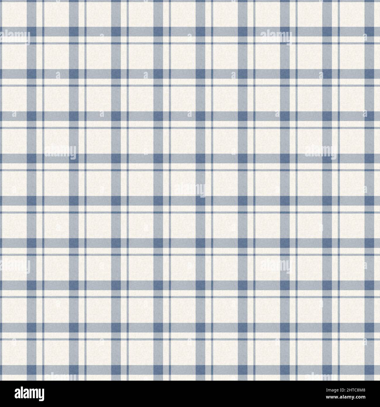 French farmhouse woven blue plaid check seamless linen pattern. Rustic ...