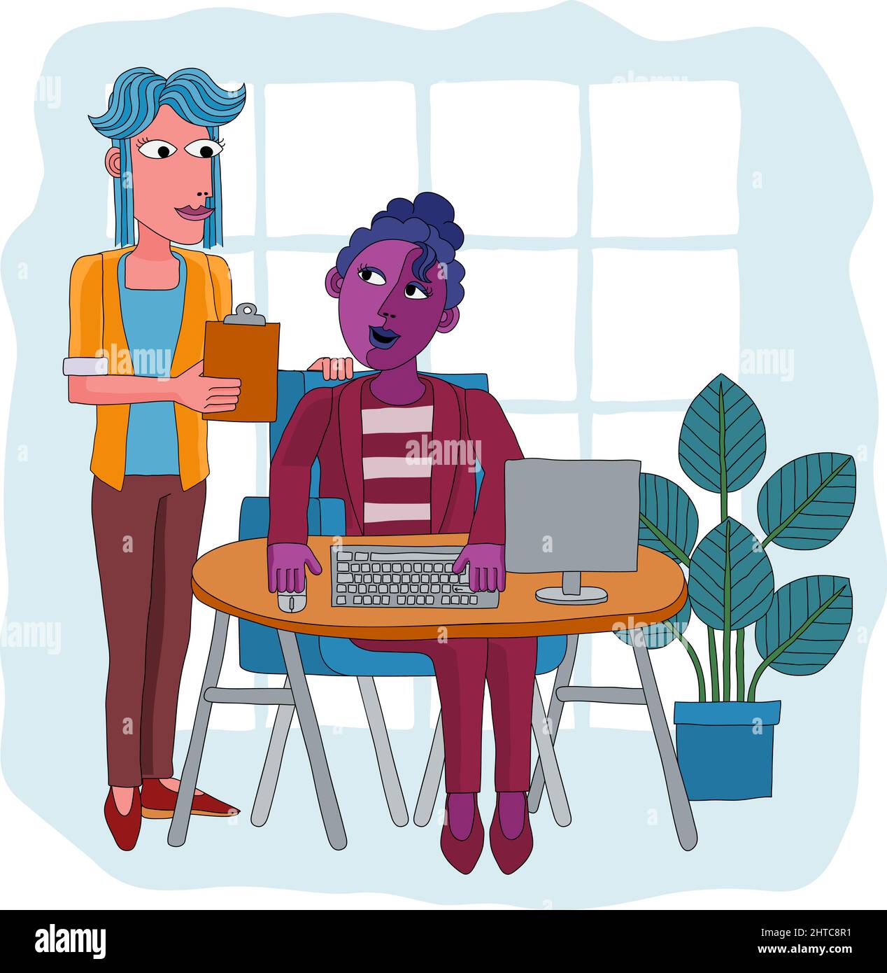 Women Working Business Illustration Office Scene Stock Vector Image ...