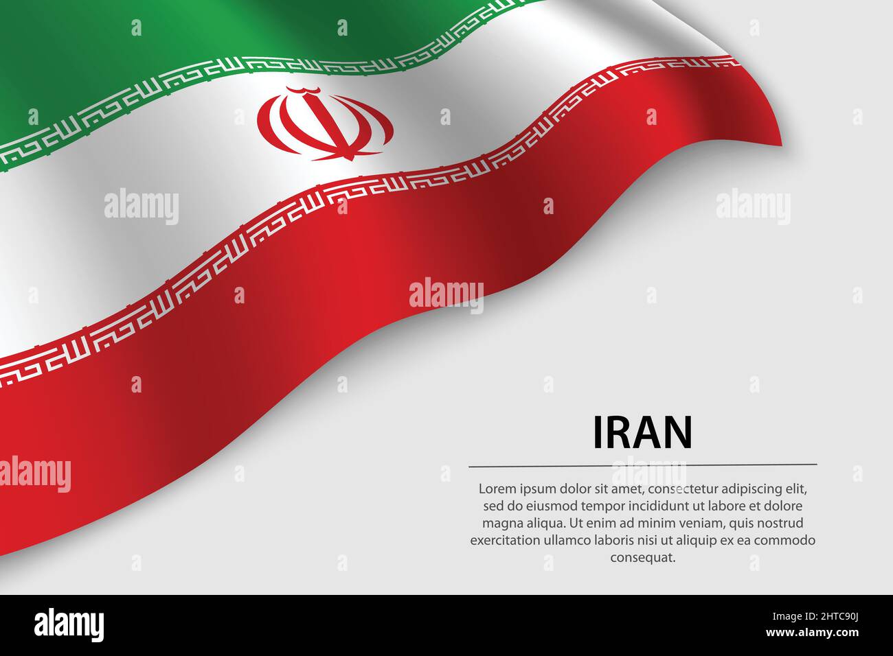 Wave flag of Iran on white background. Banner or ribbon vector template ...
