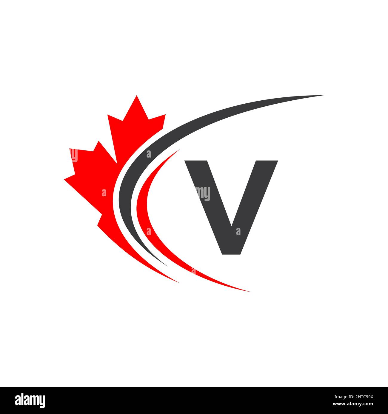 Maple Leaf On Letter V Logo Design Template. Canadian Business Logo ...