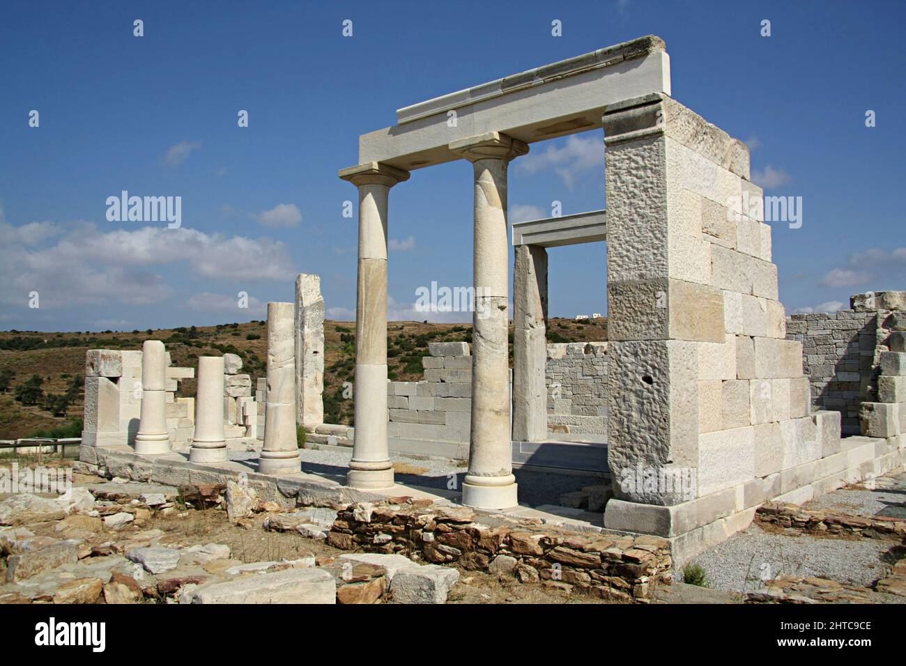 Beautiful view of the old stone columns of the Temple of Demeter in ...