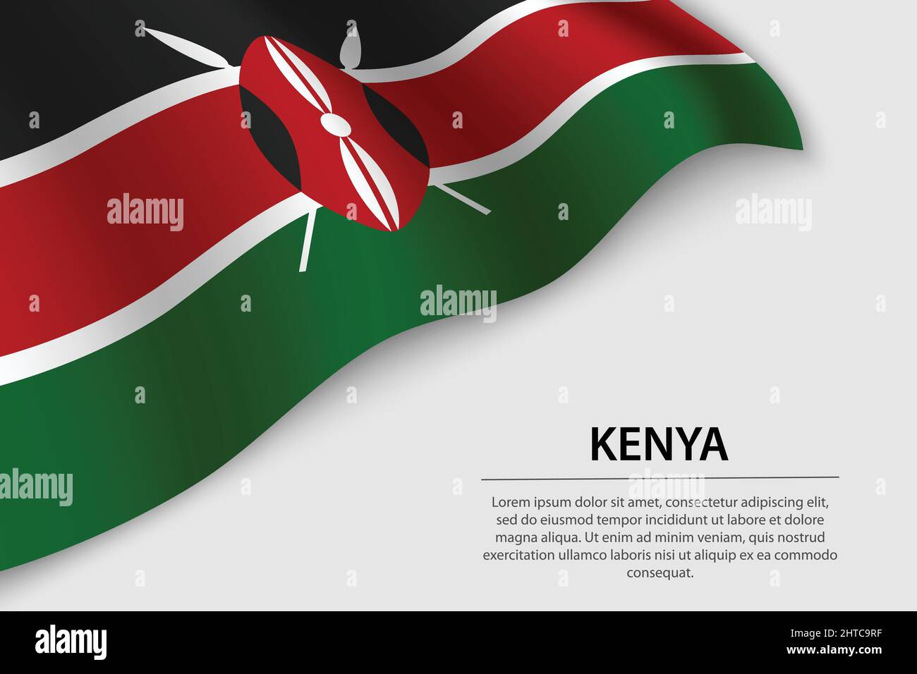 Wave flag of Kenya on white background. Banner or ribbon vector ...