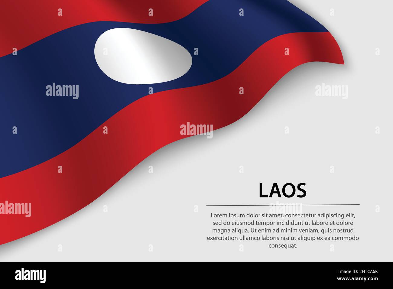 Wave flag of Laos on white background. Banner or ribbon vector template ...