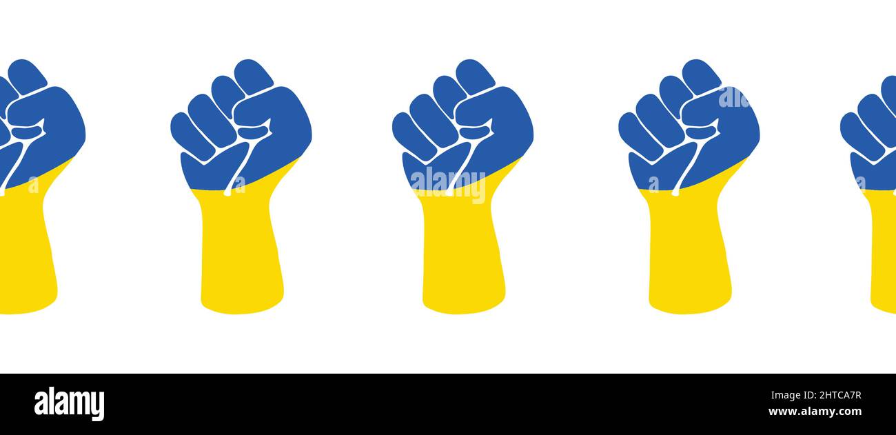 Support Ukraine seamless vector border with iron fist. Hand drawn ...