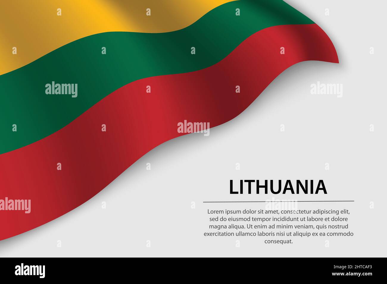 Wave flag of Lithuania on white background. Banner or ribbon vector ...