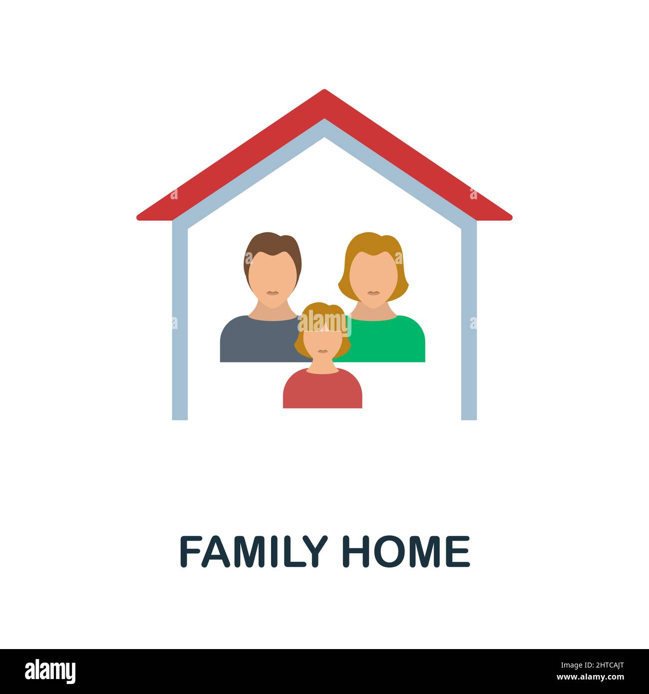 Family Home flat icon. Colored element sign from family collection ...