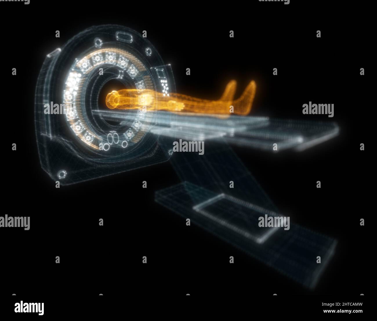 Digital MRI scan with patient Hologram. Medicine and Technology Concept ...