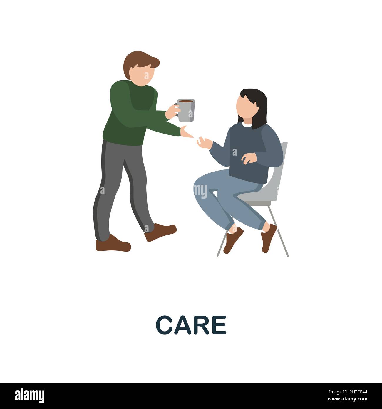 Care flat icon. Colored element sign from family collection. Flat Care ...