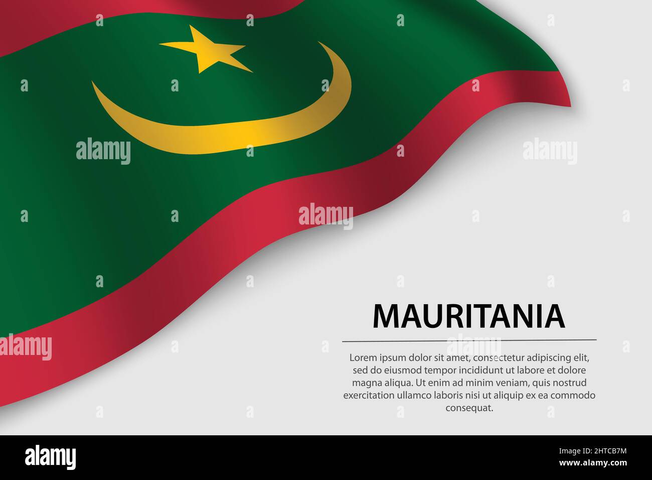 Wave Flag Of Mauritania On White Background Banner Or Ribbon Vector