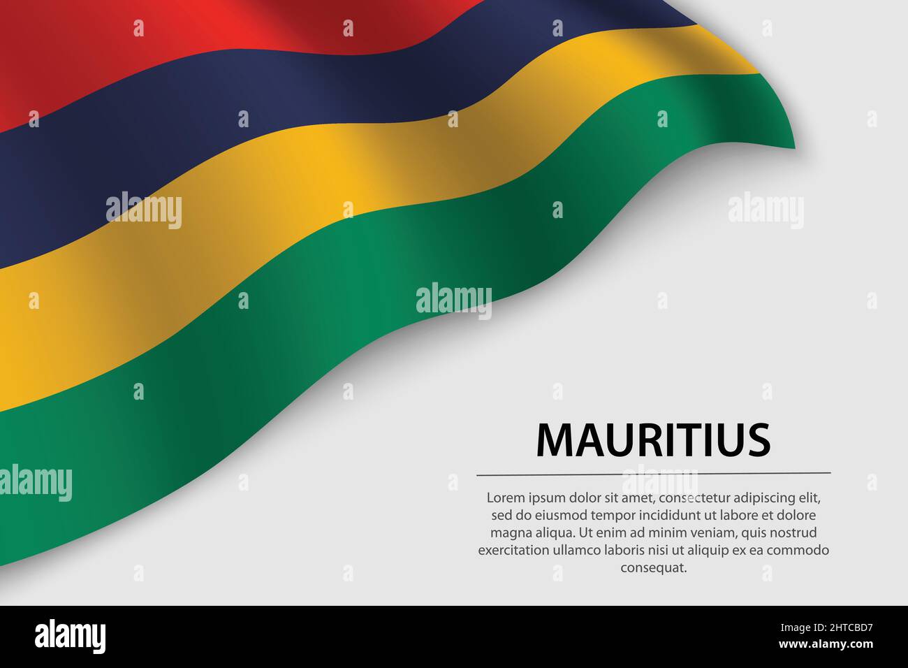 Wave flag of Mauritius on white background. Banner or ribbon vector ...