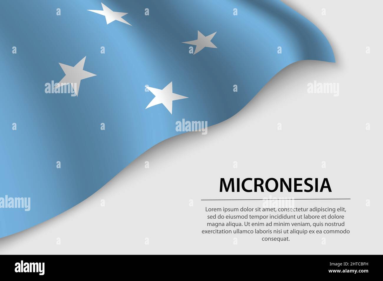 Wave flag of Micronesia on white background. Banner or ribbon vector ...