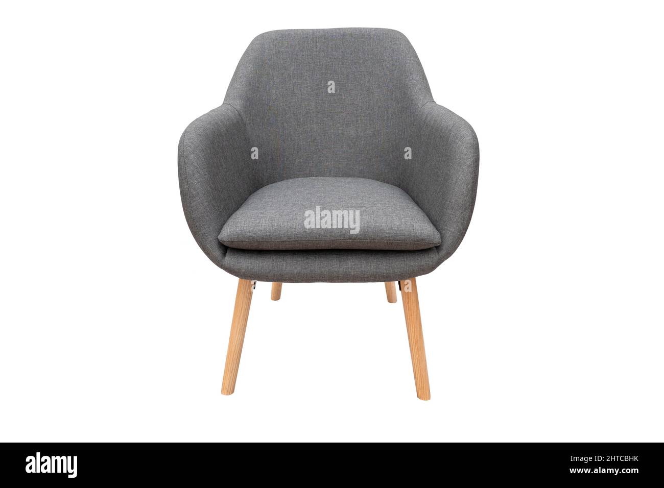 Classic grey armchair isolated on white, front view Stock Photo - Alamy