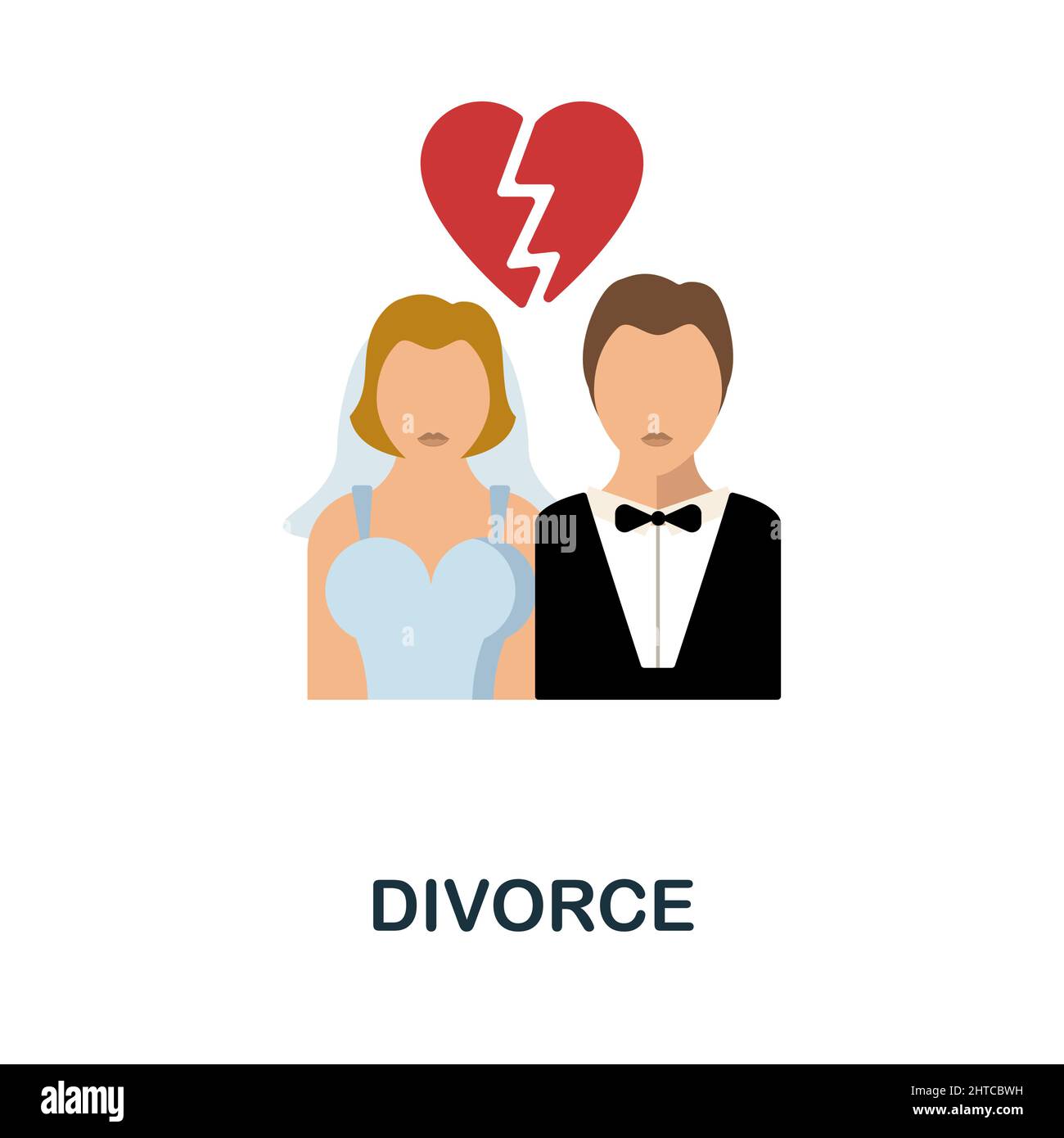 Divorce flat icon. Colored element sign from family collection. Flat ...